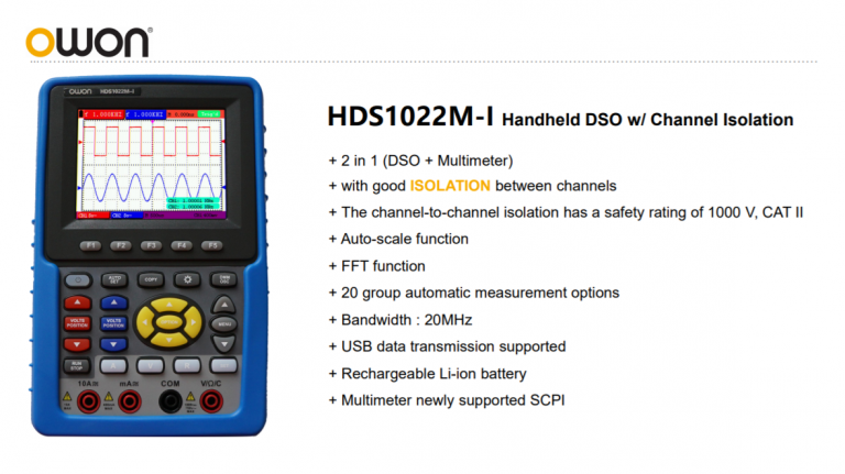 HDS1022M-I Handheld DSO w/ Channel Isolation | OWON製品 by ウェーブクレスト株式会社