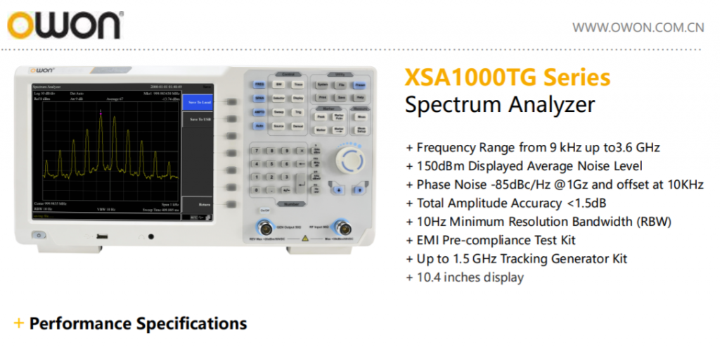 XSA1000TG Series Spectrum Analyzer | OWON製品 by ウェーブクレスト株式会社